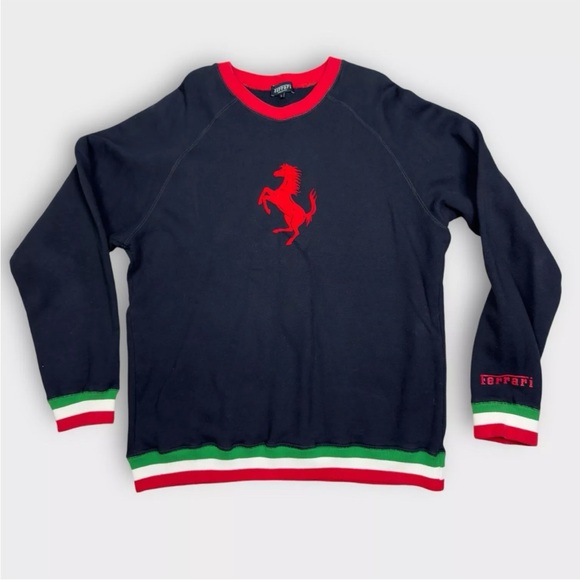 Ferrari | Shirts | Ferrari Black Sweatshirt Logo Italy Flat Color Cuff ...